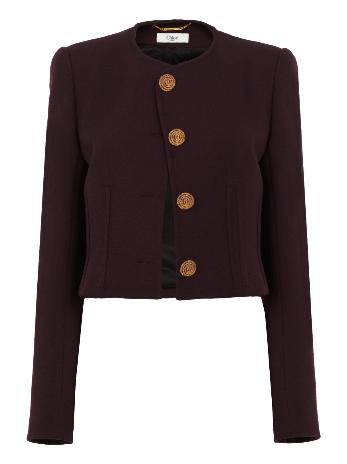 CHLOÉ Chloe Collarless Cropped Wool Crepe Jacket